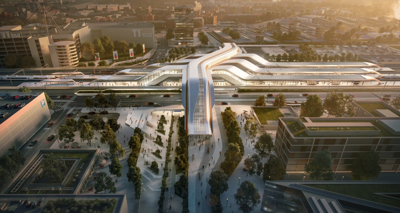 Multi-modal Transport Hub for Rail Baltica designed by ZHA